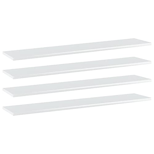 WIFESE Floating Shelves 4 pcs 39.4"x7.9" Wall Shelves Display Shelves for Collectibles Bedroom Living Room Wall Storage Floating Bathroom Shelving Engineered Wood High Gloss White