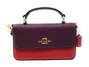 coach women’s mini josie top handle crossbody shoulder bag (crossgrain leather – colorblock – boysenberry multi)