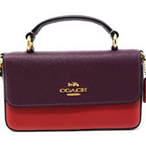 COACH Women's Mini Josie Top Handle Crossbody Shoulder Bag (Crossgrain Leather - Colorblock - Boysenberry Multi)