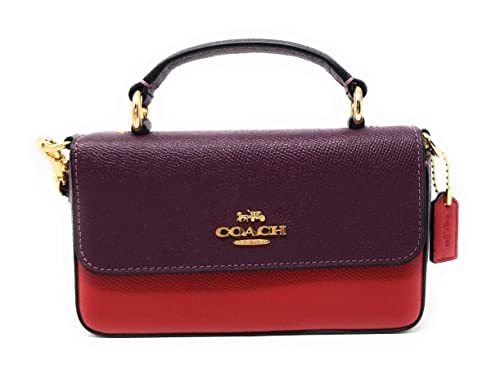 COACH Women's Mini Josie Top Handle Crossbody Shoulder Bag (Crossgrain Leather - Colorblock - Boysenberry Multi)