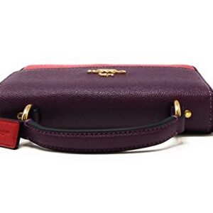 COACH Women's Mini Josie Top Handle Crossbody Shoulder Bag (Crossgrain Leather - Colorblock - Boysenberry Multi)