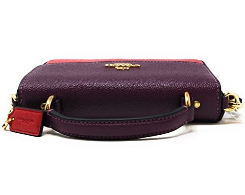 COACH Women's Mini Josie Top Handle Crossbody Shoulder Bag (Crossgrain Leather - Colorblock - Boysenberry Multi)