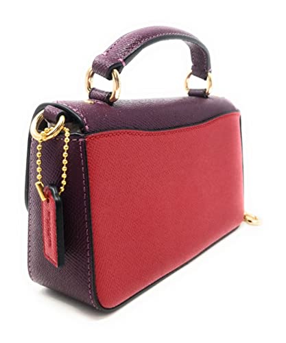 COACH Women's Mini Josie Top Handle Crossbody Shoulder Bag (Crossgrain Leather - Colorblock - Boysenberry Multi)