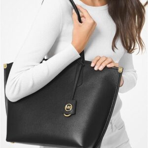 Michael Kors Jane Large Pebbled Leather Tote Bag (Black)