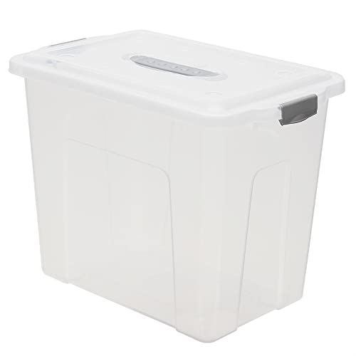 Home Basics Plastic Storage Box With Handle, Clear | Locking Tabs | Stackable Storage | Easily See Contents (23.5 Liter)