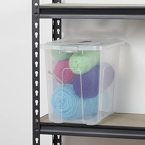 Home Basics Plastic Storage Box With Handle, Clear | Locking Tabs | Stackable Storage | Easily See Contents (23.5 Liter)