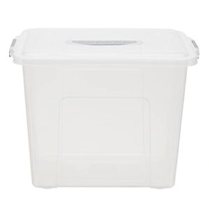 Home Basics Plastic Storage Box With Handle, Clear | Locking Tabs | Stackable Storage | Easily See Contents (23.5 Liter)