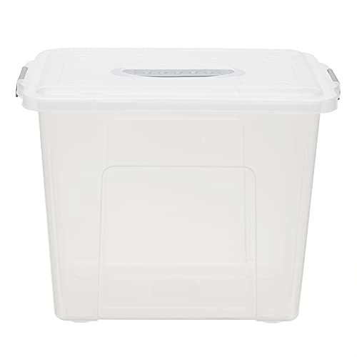 Home Basics Plastic Storage Box With Handle, Clear | Locking Tabs | Stackable Storage | Easily See Contents (23.5 Liter)