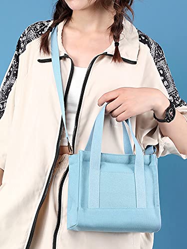 Women Canvas Tote Bag Classic Small Square Crossbody Bag Satchel Shoulder Bag Hobo Bag for Work School Travel