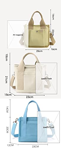 Women Canvas Tote Bag Classic Small Square Crossbody Bag Satchel Shoulder Bag Hobo Bag for Work School Travel