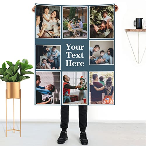 Custom Blankets with Photos, Blanket Personalized Soft Blanket for Family Wedding Birthday Christmas Valentines Day Gifts for Women Him Her Friends，Style Custom Photo Blankets for Mom Father