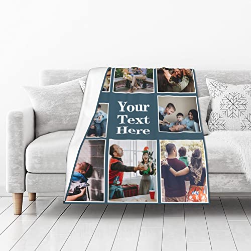 Custom Blankets with Photos, Blanket Personalized Soft Blanket for Family Wedding Birthday Christmas Valentines Day Gifts for Women Him Her Friends，Style Custom Photo Blankets for Mom Father