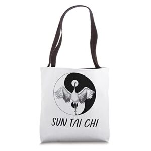 sun tai chi crane pose tote bag