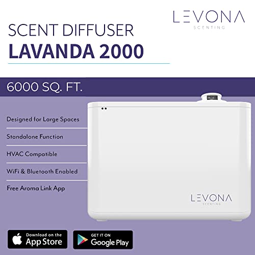 Levona Scent Lavanda: 6000 SQFT HVAC Diffuser Waterless Diffuser Scent Air Machine for Office, Hotel & Home Scent Diffuser - Fragrance HVAC Scent Diffuser + Remote Control App (Scent Sold Separately)