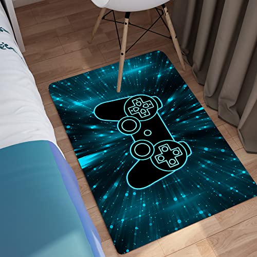 Jiospet Gamer Rugs for Bedroom Boys 2'×3' Gaming Rug for Boys Room Teens Printed Game Room Rug Gaming Rugs for Gaming Room Gamer Controller Area Rug for Dining Living Room Playroom Floor Mats, Blue