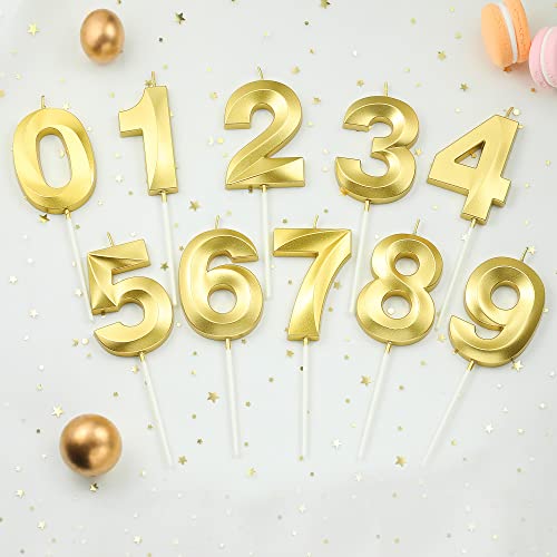 CAKE CODE 2.76 Inch Diamond Gold 18 Number Birthday Candles, Gold Number Candles, Cake Number Candles, Party Celebration