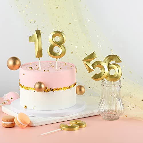 CAKE CODE 2.76 Inch Diamond Gold 18 Number Birthday Candles, Gold Number Candles, Cake Number Candles, Party Celebration