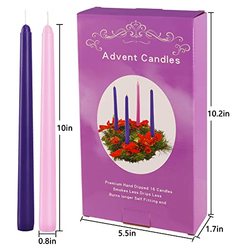 16 pcs Unscented 10 Inch Christmas Advent Taper Candle, Holidays, Church, Celebration, Party, Home Décor & More