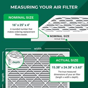 Filterbuy 16x25x4 Air Filter MERV 8 Dust Defense (1-Pack), Pleated HVAC AC Furnace Air Filters Replacement (Actual Size: 15.38 x 24.38 x 3.63 Inches)