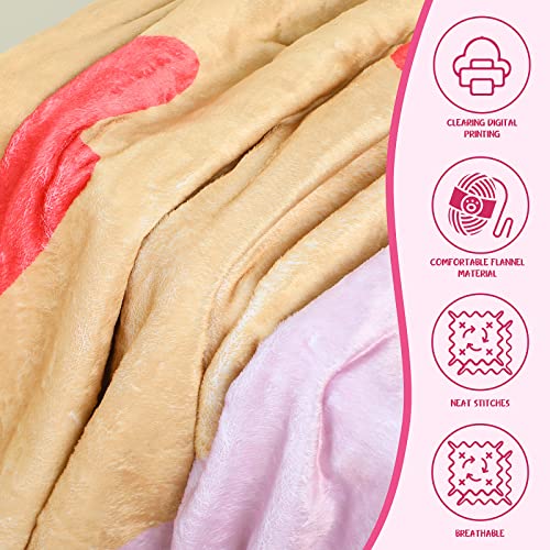 Unittype 50 x 60 Inch Preppy Blanket Smile Face Pattern Blanket Lightweight Cute Smile Face Preppy Blanket for Teen Girl Baby Kid Toddler Adult Home Bedroom Living Room Gift (Pink)