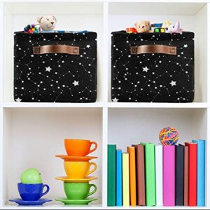 ALAZA Constellation Starry Galaxy Nebula Planet Large Storage Baskets with Handles Foldable Decorative 2 Pack Storage Bins Boxes for Organizing Living Room Shelves Office Closet Clothes