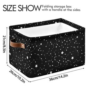 ALAZA Constellation Starry Galaxy Nebula Planet Large Storage Baskets with Handles Foldable Decorative 2 Pack Storage Bins Boxes for Organizing Living Room Shelves Office Closet Clothes