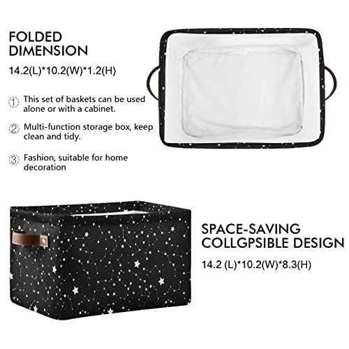 ALAZA Constellation Starry Galaxy Nebula Planet Large Storage Baskets with Handles Foldable Decorative 2 Pack Storage Bins Boxes for Organizing Living Room Shelves Office Closet Clothes