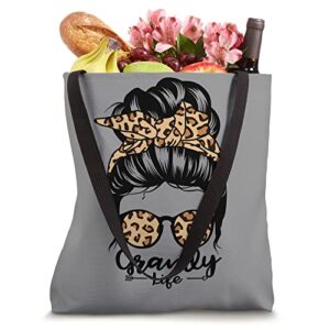 Grandy Life Messy Bun Hair Funny Grandma Tote Bag