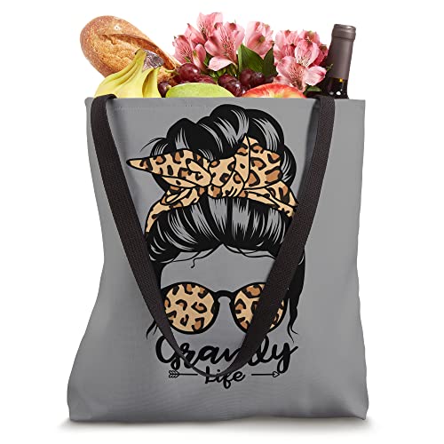 Grandy Life Messy Bun Hair Funny Grandma Tote Bag