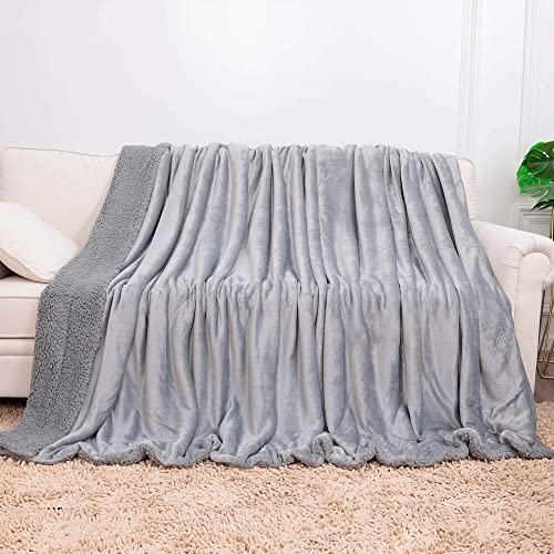 NANPIPER Sherpa King Size Blanket,Soft Fuzzy Fleece Blanket,Warm Plush Microfiber Blankets,Light Grey 90"x108"