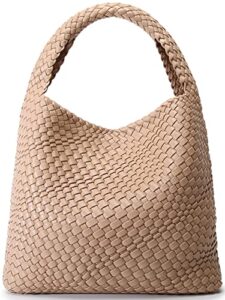 fashion woven purse for women top-handle shoulder bag soft summer hobo tote bag