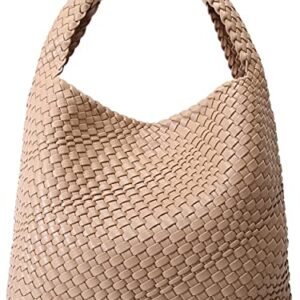 Fashion Woven Purse for Women Top-handle Shoulder Bag Soft Summer Hobo Tote Bag