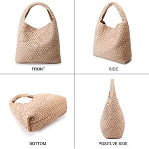 Fashion Woven Purse for Women Top-handle Shoulder Bag Soft Summer Hobo Tote Bag