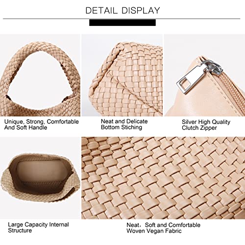 Fashion Woven Purse for Women Top-handle Shoulder Bag Soft Summer Hobo Tote Bag