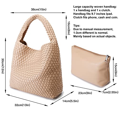 Fashion Woven Purse for Women Top-handle Shoulder Bag Soft Summer Hobo Tote Bag