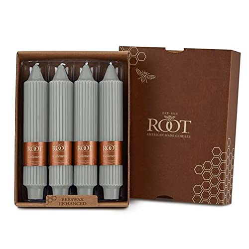 Root Candles Unscented Dinner Candles Beeswax Enhanced Grecian Collenette Boxed Candle Set, 7-Inch, Sage Green, 4-Count