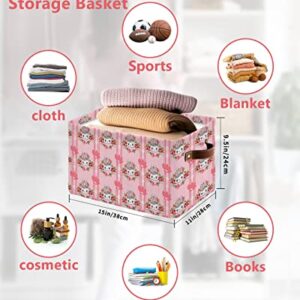 Bunny Large Storage Baskets Bins Easter Rabbits Spring Pink Flower Plant Leaves Collapsible Storage Box Laundry Organizer for Closet Shelf Nursery Kids Bedroom （1pc)