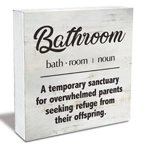 bathroom definition wood box sign rusitc wooden box sign farmhouse bathroom restroom toilet desk shelf decor (5 x 5 inch)