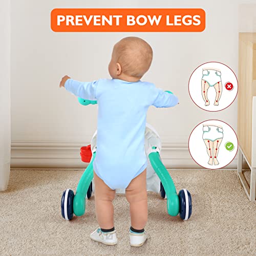 Eners Sit to Stand Baby Learning Walker with Wheels, Baby Activity Walker, 2 in 1 Baby Push Walkers and Activity Center, Walker for Baby Boy Girl (Walker Green)