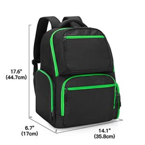 Trunab Travel Backpack Compatible with Xbox Series X Carrying Case Game Storage Bag with 2 Inner Spaces for Xbox X/S Console, Multiple Pockets for 15.6” Laptop and Other Gaming Accessories, Black (Patent Pending)