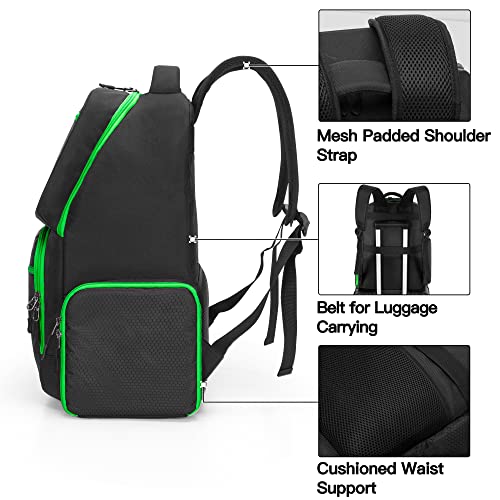 Trunab Travel Backpack Compatible with Xbox Series X Carrying Case Game Storage Bag with 2 Inner Spaces for Xbox X/S Console, Multiple Pockets for 15.6” Laptop and Other Gaming Accessories, Black (Patent Pending)