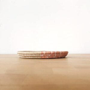 Mini African Tray- Mimuli/Rwanda Basket/Sisal & Sweetgrass Woven Basket/Purple, Peach Tan