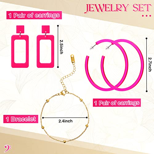 Jadive 4 Pcs Women Acrylic Purse Clear Clutch Bag Evening Purses for Wedding Vintage Handbag Retro Earrings Bracelet Jewelry Set (Pink)