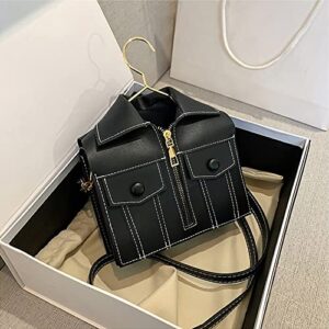 Anopo Suit Shirt Shaped Novelty Clutch Purse Ladies Leather Evening Crossbody Shoulder Bag Women Unique Clothes Tote Handbag Black