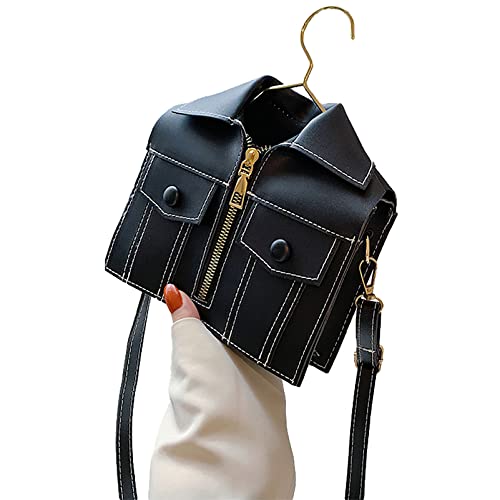 Anopo Suit Shirt Shaped Novelty Clutch Purse Ladies Leather Evening Crossbody Shoulder Bag Women Unique Clothes Tote Handbag Black