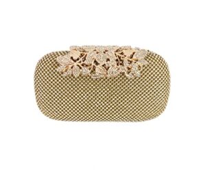 shiiriin | women’s rhinestones bling crystal clutch purse hand bag | bridal wedding daytime evening party (gold)