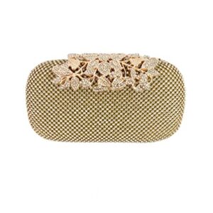 shiiriin | Women's Rhinestones Bling Crystal Clutch Purse Hand Bag | Bridal Wedding Daytime Evening Party (Gold)