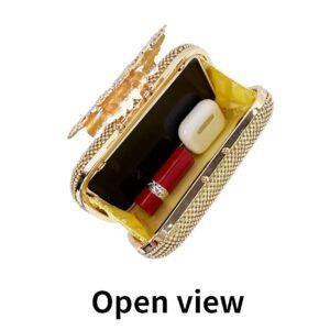 shiiriin | Women's Rhinestones Bling Crystal Clutch Purse Hand Bag | Bridal Wedding Daytime Evening Party (Gold)