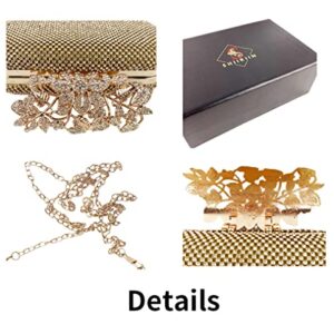 shiiriin | Women's Rhinestones Bling Crystal Clutch Purse Hand Bag | Bridal Wedding Daytime Evening Party (Gold)