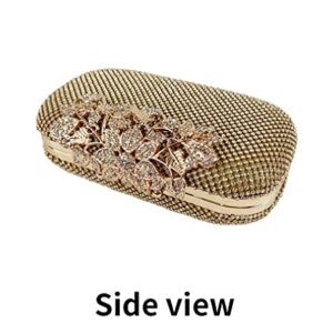 shiiriin | Women's Rhinestones Bling Crystal Clutch Purse Hand Bag | Bridal Wedding Daytime Evening Party (Gold)